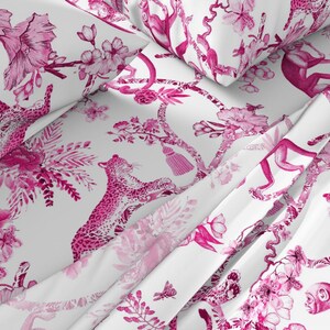 Maximalist Vintage Sheets - Chinoiserie by Pattern_garden - Bright Pink ...