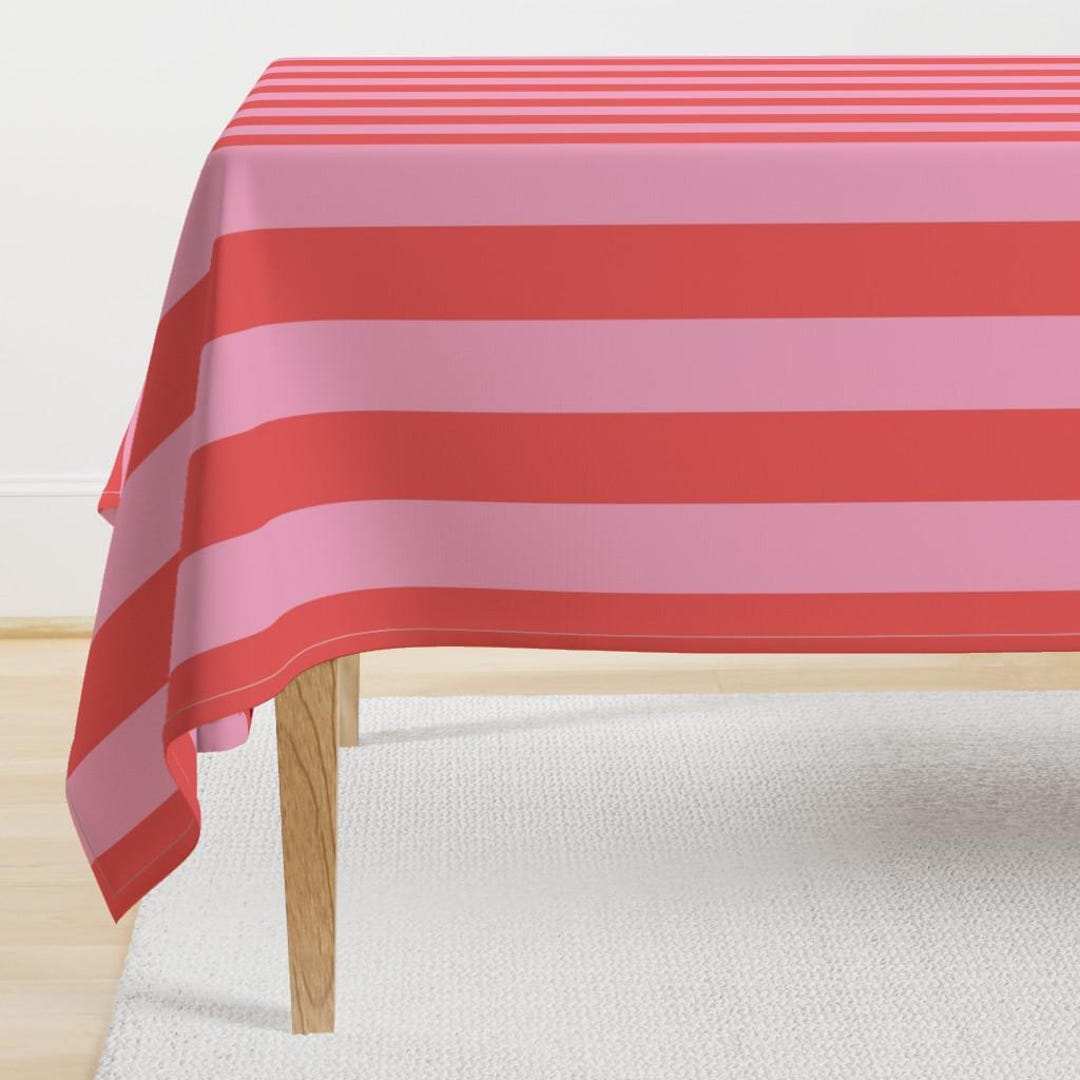 Cabana Stripe Tablecloth - 3" Wide Pink Stripe by Vivdesign - Candy ...