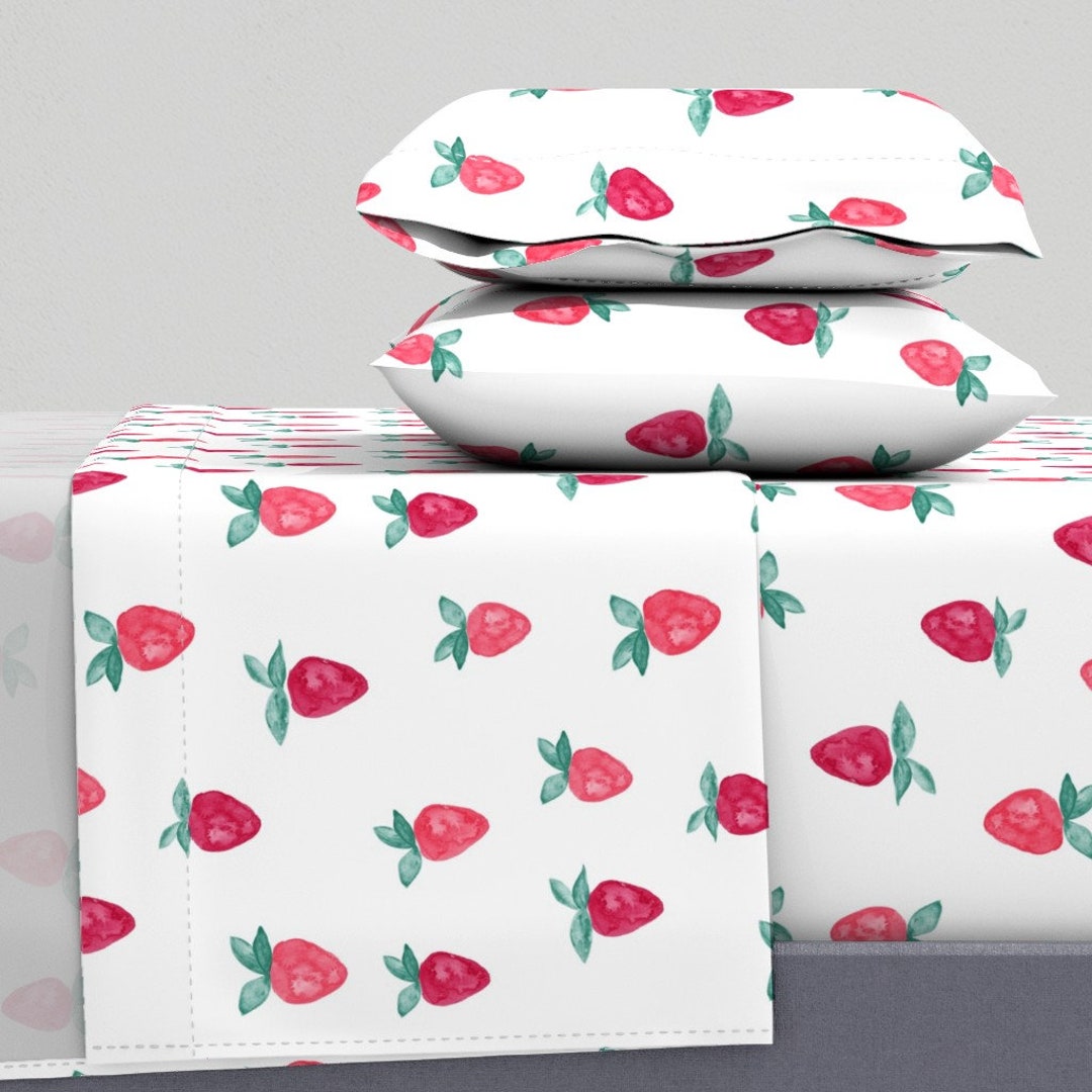 Strawberry Sheets Watercolor Strawberries by - Etsy