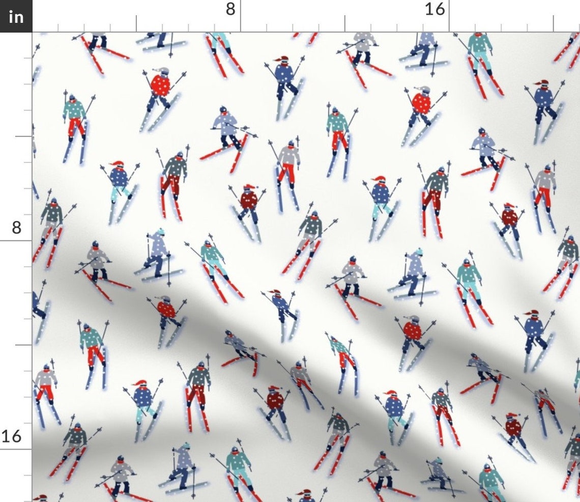 Winter Sheets Downhill Skiers by Kee_design_studio Snow - Etsy