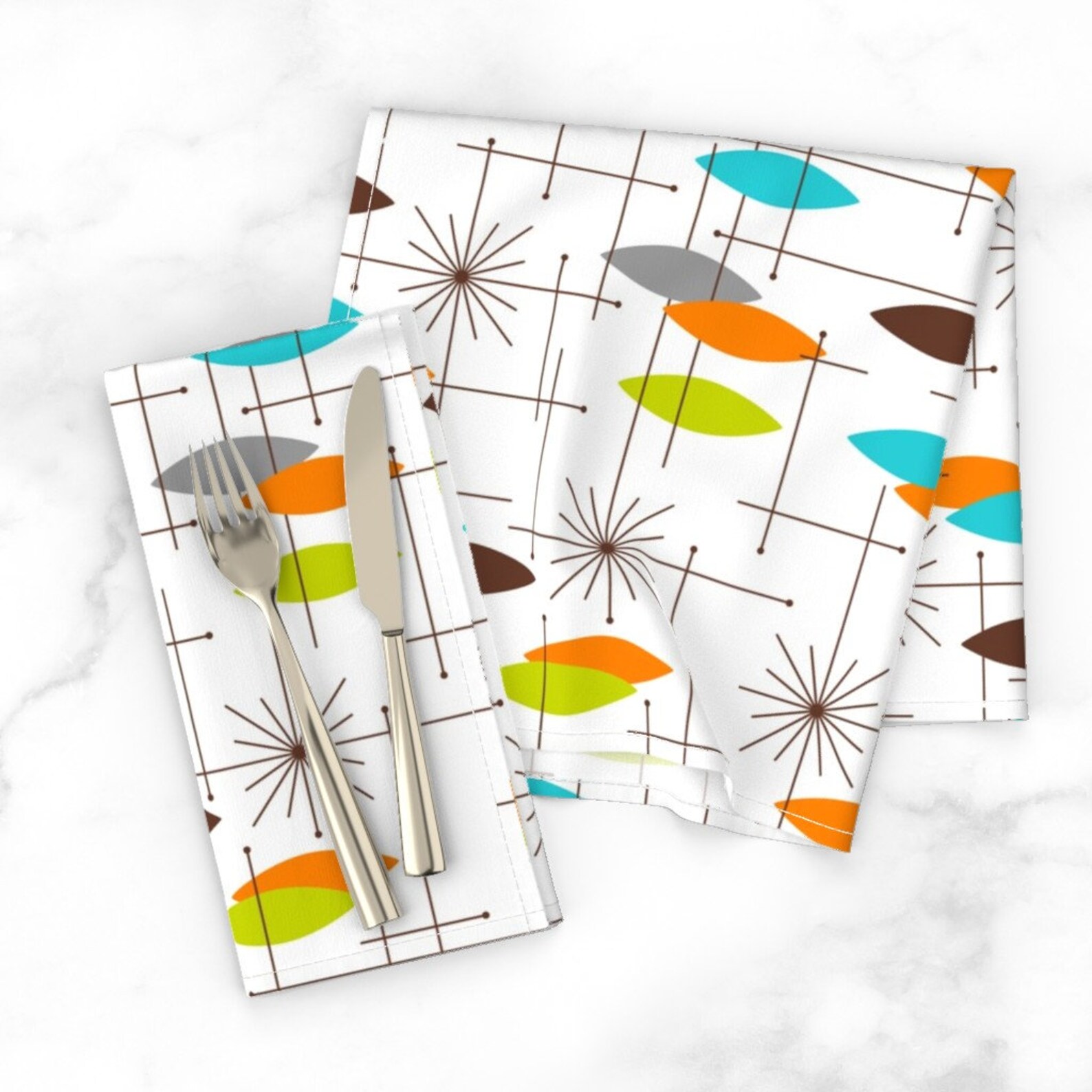 Mid Century Modern Dinner Napkins set of 2 Orbs 7 by - Etsy