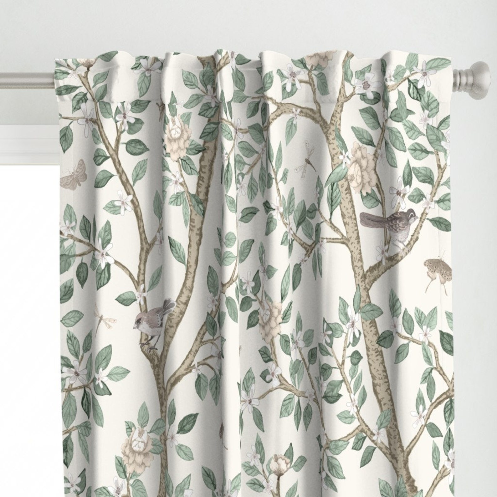 Chinoiserie Tree Curtain Panel Climbing Citrus Grove by - Etsy