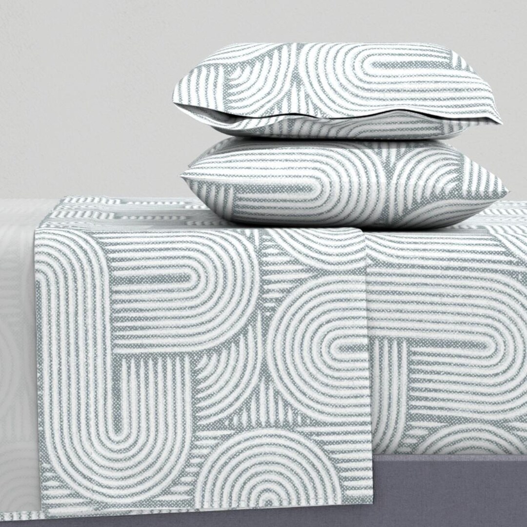 Blue Grey Zen Swirl Sheets - Zen Garden by Kuriyamadesigns - Boho Lines ...
