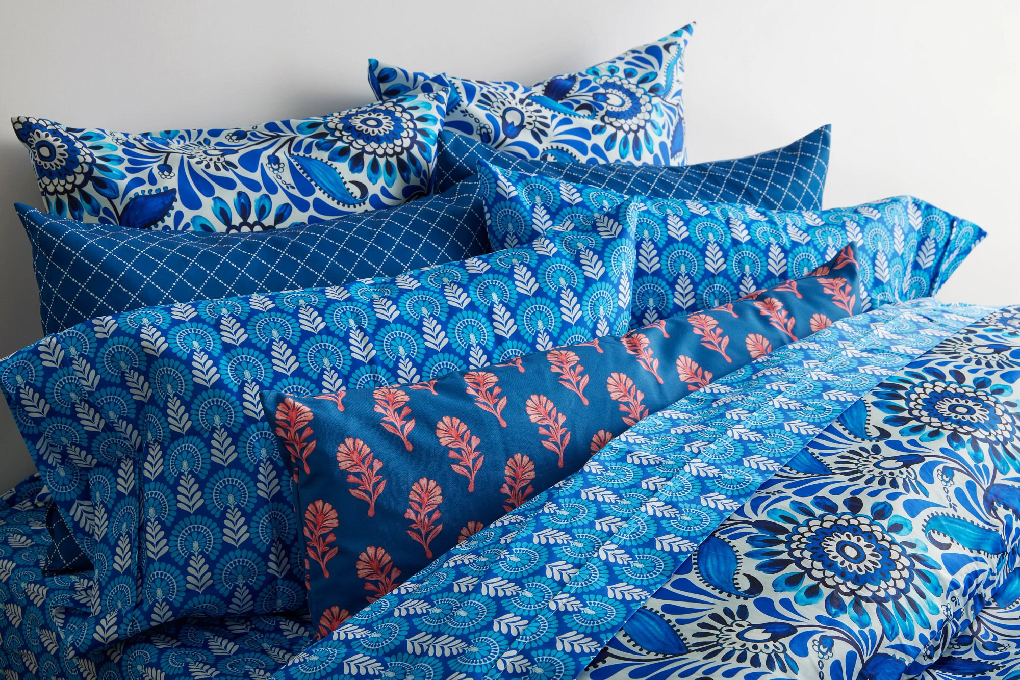 Maximalist Blue Cotton Bedding Collection - Indigo Boho Vibrant ...