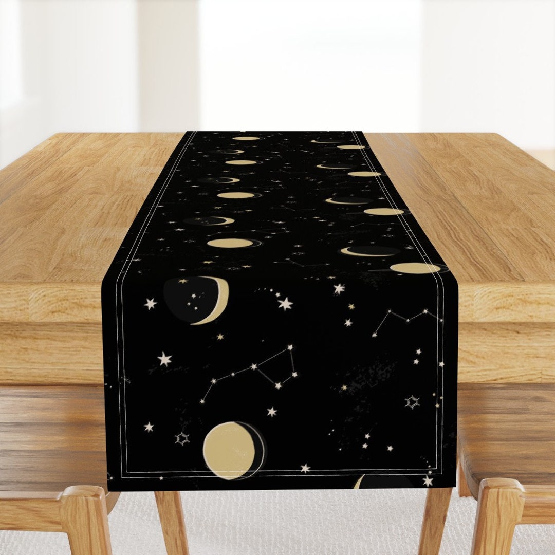 Constellation Table Runner - Dark Moonlanding by Mint_tulips - Night ...