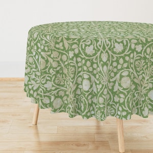 Green Damask Tablecloth - Provence in Green by Willowlanetextiles ...