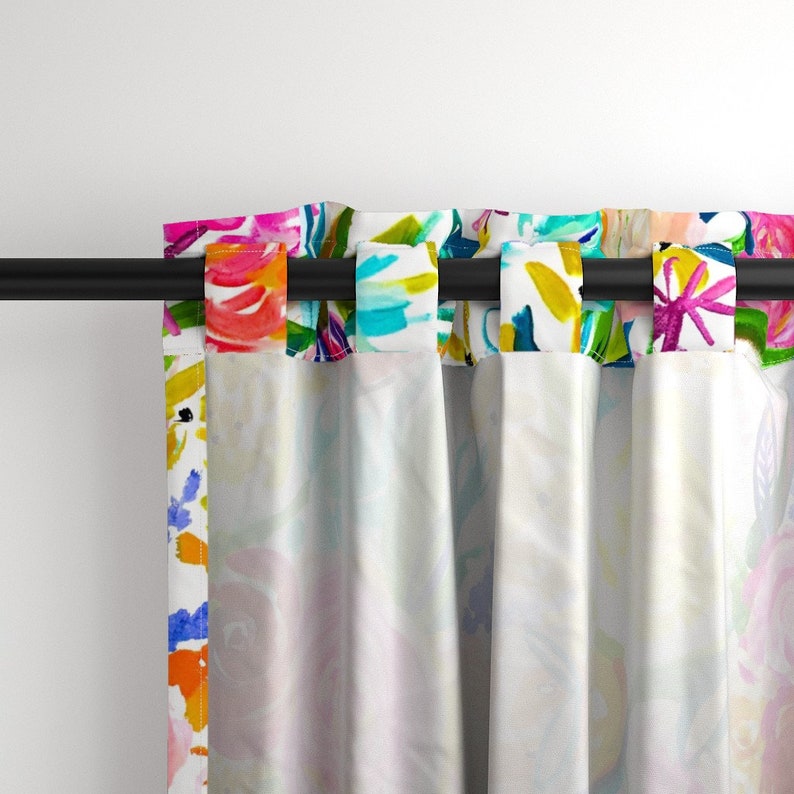 Bright Bold Flowers Curtain Panel - Summer Floral Watercolor Garden ...