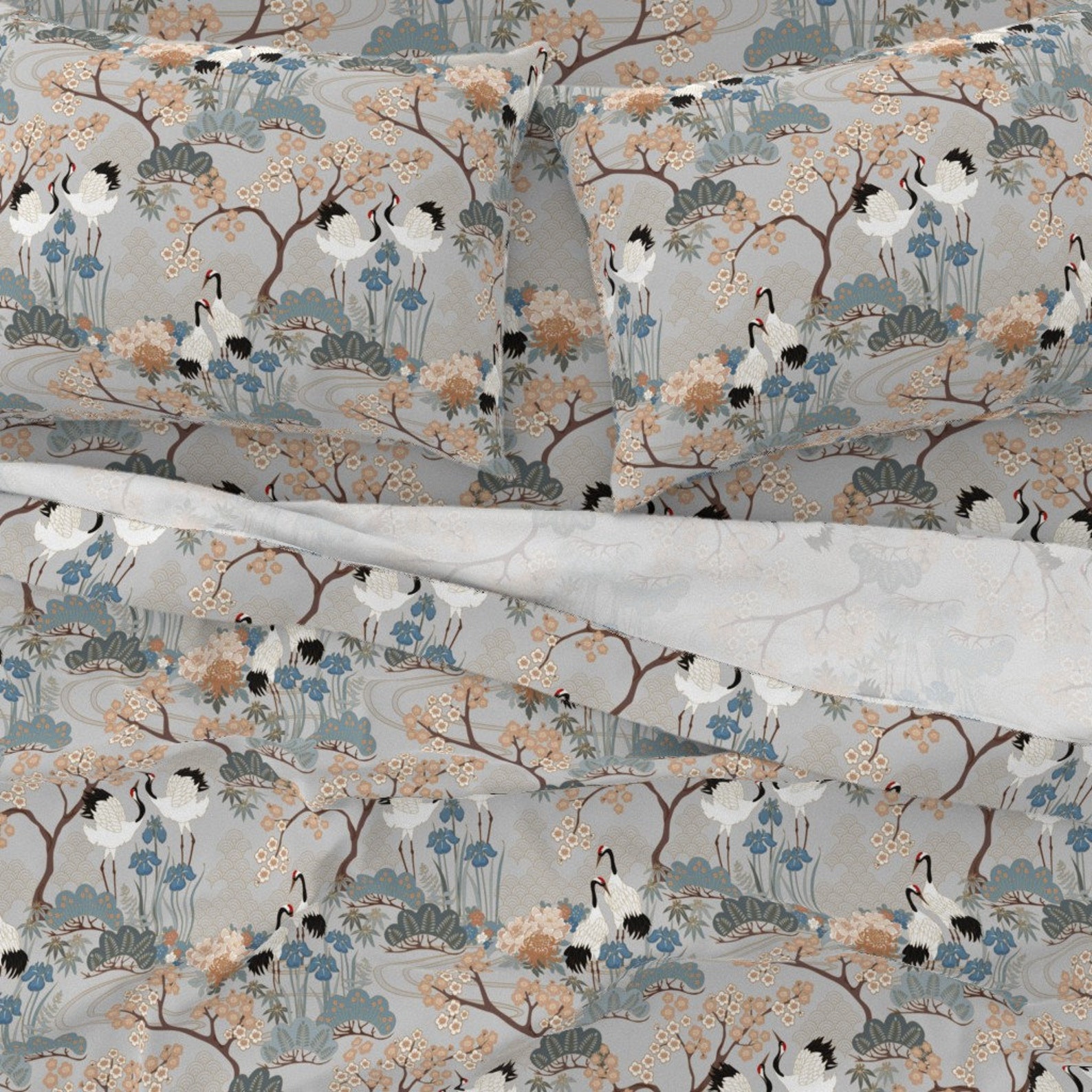 Japanese Garden Sheets Japanese Garden Gray by Juditgueth - Etsy