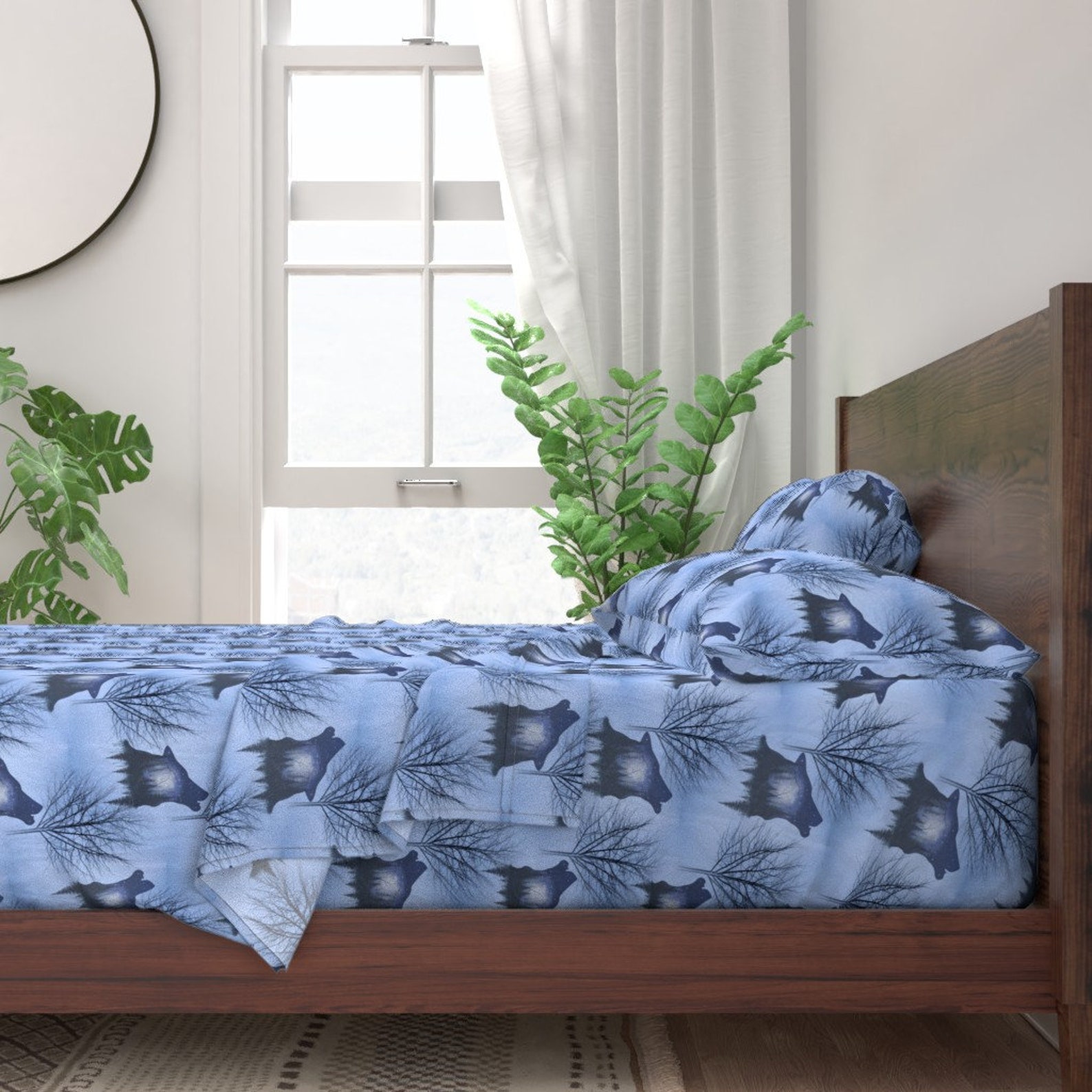 Wolf Sheets Winter Wolf Forest by Blue_moth_fabrics Pastel - Etsy