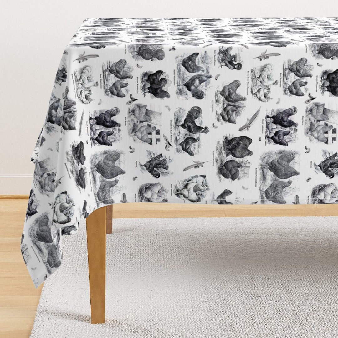 Farm Animal Tablecloth Poultry Envy White Black Toile by - Etsy