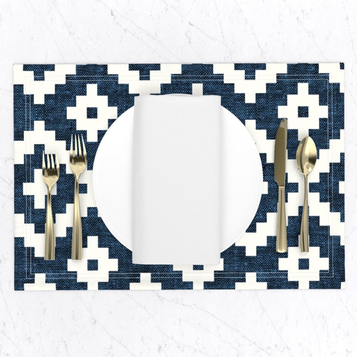 Indigo Aztec Placemats set of 2 Geometric Indigo by - Etsy