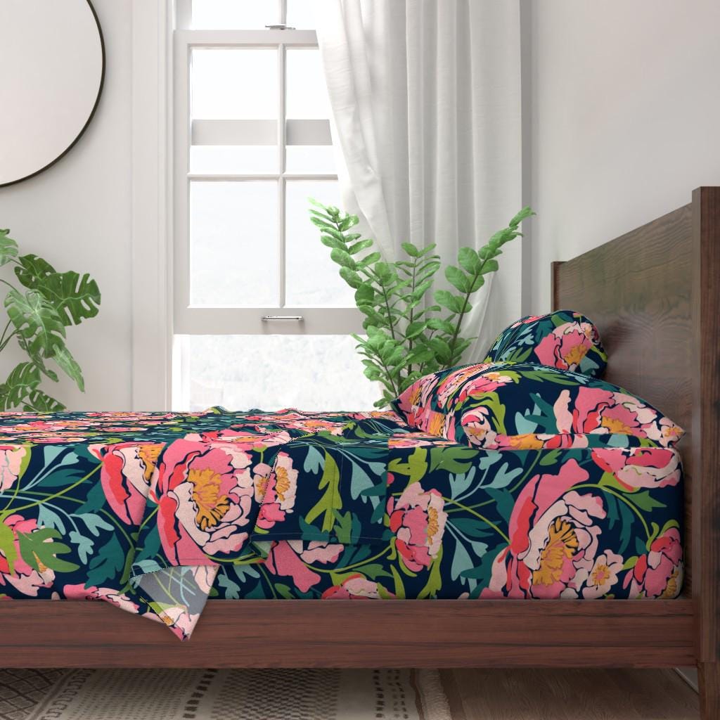 Floral Sheets - Bold Peony Large by My_creative_atelier - Garden ...