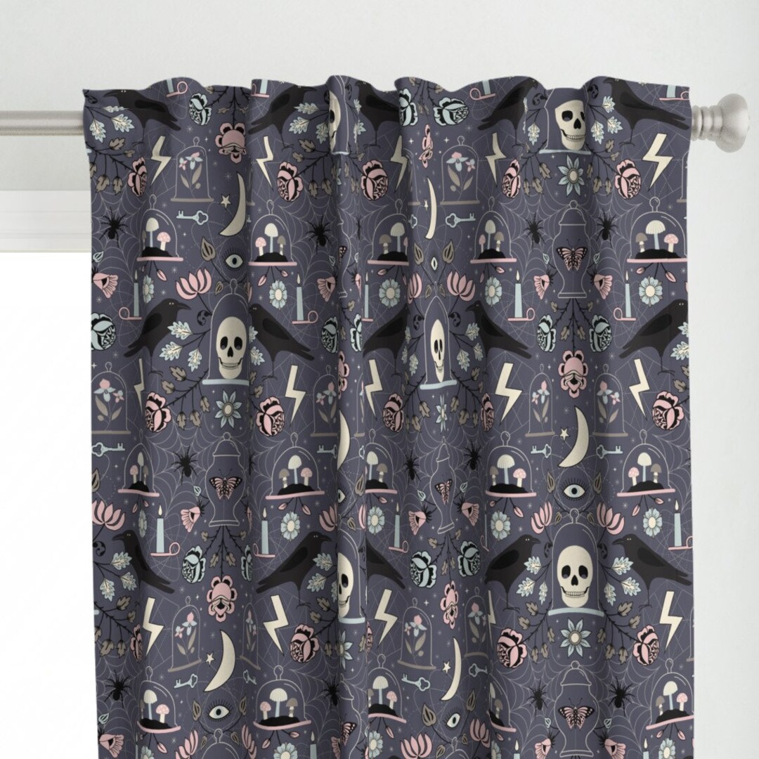Dark Academia Curtain Panel - Dark Academia Skulls by Portiamonberg ...