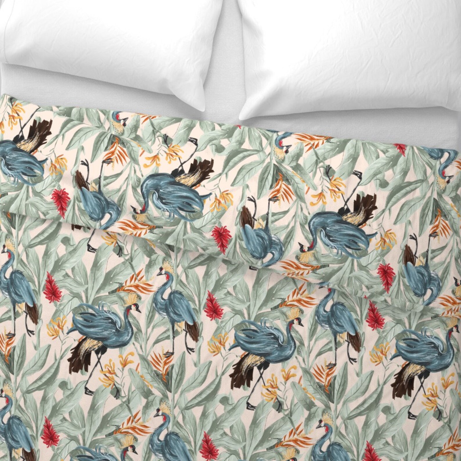Crested Cranes Duvet Cover Animalier Cranes by Atelierdorina - Etsy