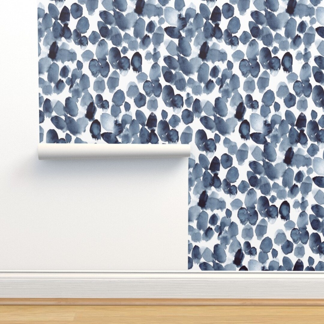 Indigo Watercolor Non-pasted Wallpaper - Watercolor Paint Spots by ...