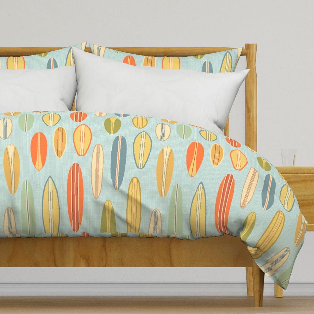 Surfing Bedding - Vintage Surfboards by Theodesign - Pastel Mid Century ...