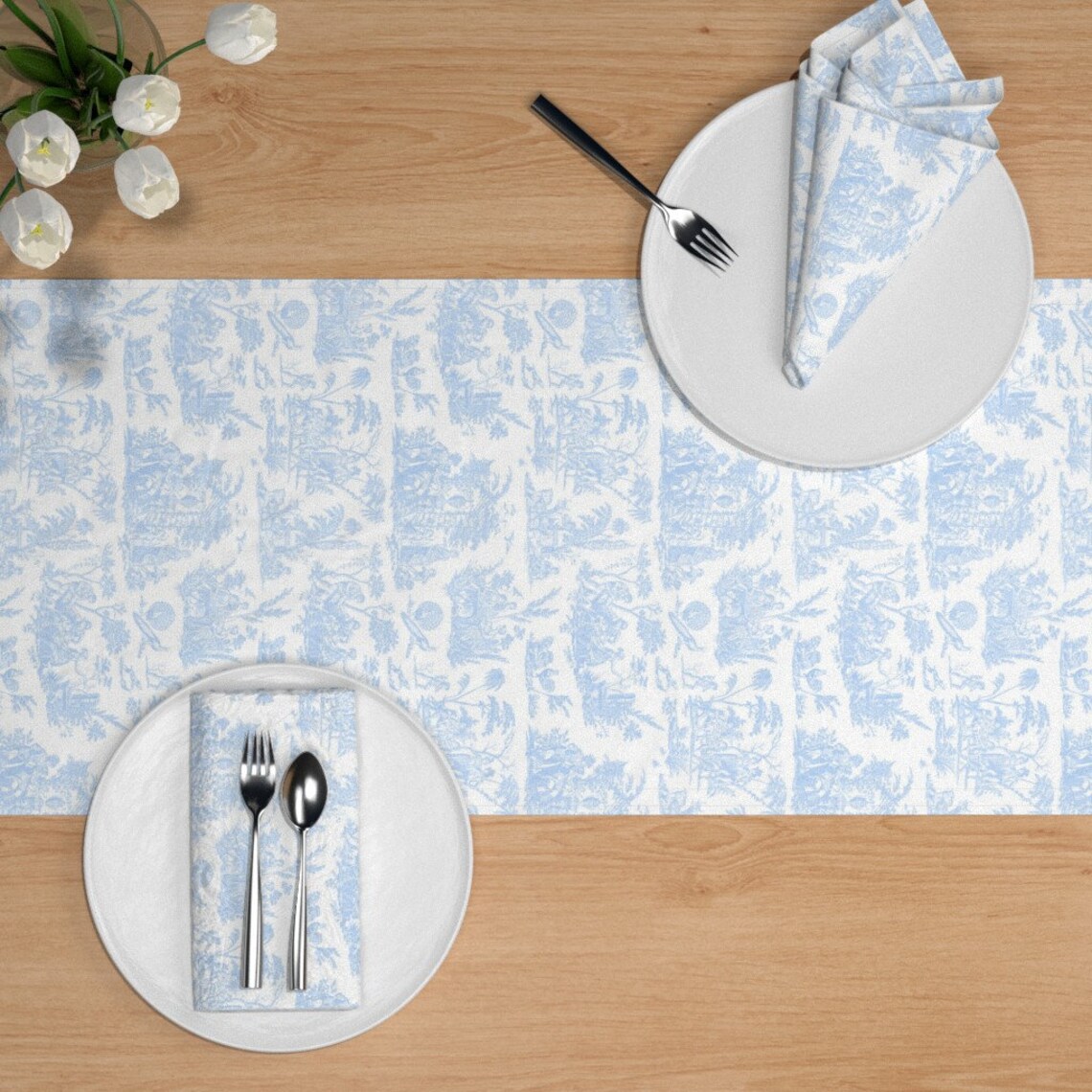 Baby Blue Toile Table Runner Marseilles Toile by | Etsy