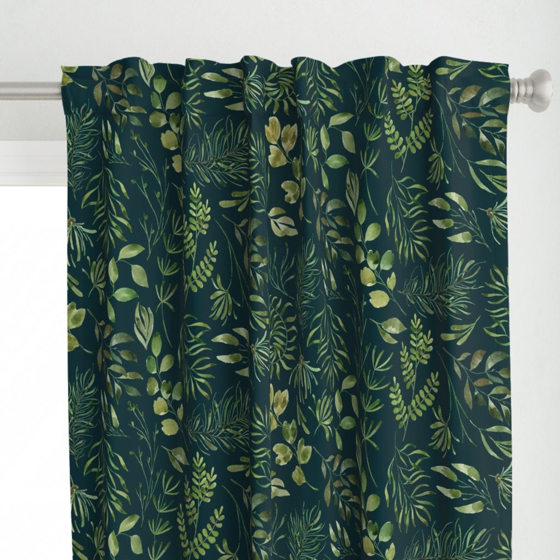Nature Curtain Panel - Jungle Foliage Green Leaves Nursery Ferns Half ...