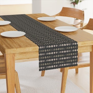 Lunar Table Runner Moon Phase Stripes Charcoal by ...