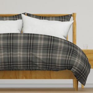 Dark Neutral Plaid Bedding - Grey and Black Plaid by Northern_whimsy ...