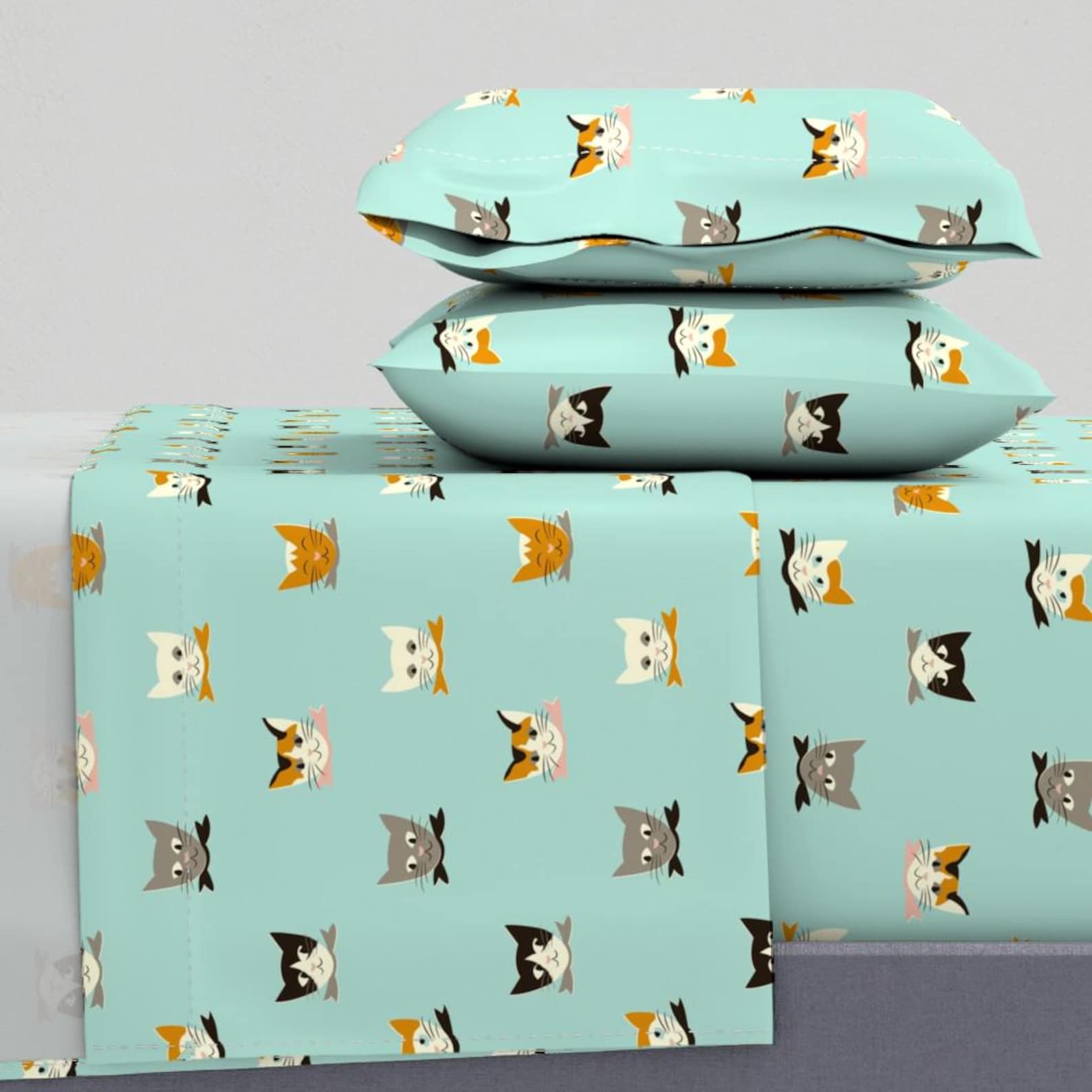 Cats Sheets - Vintage Kitties by Mintgreensewingmachine - Retro Look ...