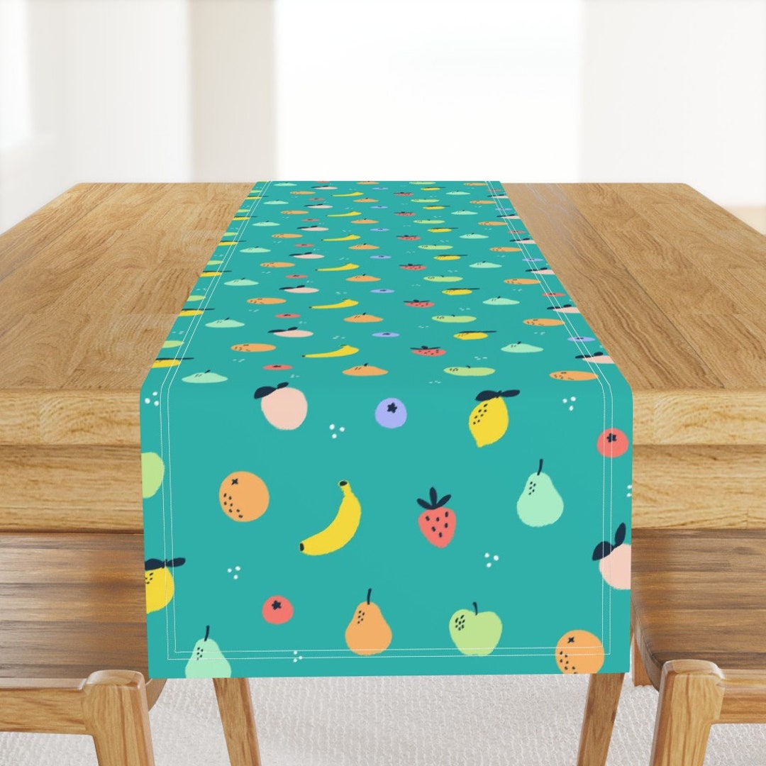 Whimsical Fruit Table Runner - Cute Fruits by Vilmosvarga - Colorful ...