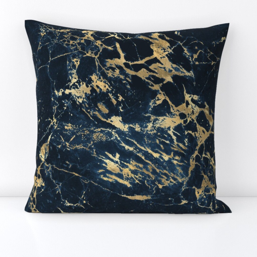 Navy Blue and Yellow Throw Pillow - Dark Navy and Gold by Ktscarlett ...