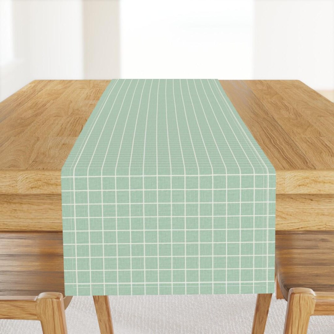 Minimal Mint Table Runner - Mint Green Grid by Erin__kendal - Classic ...