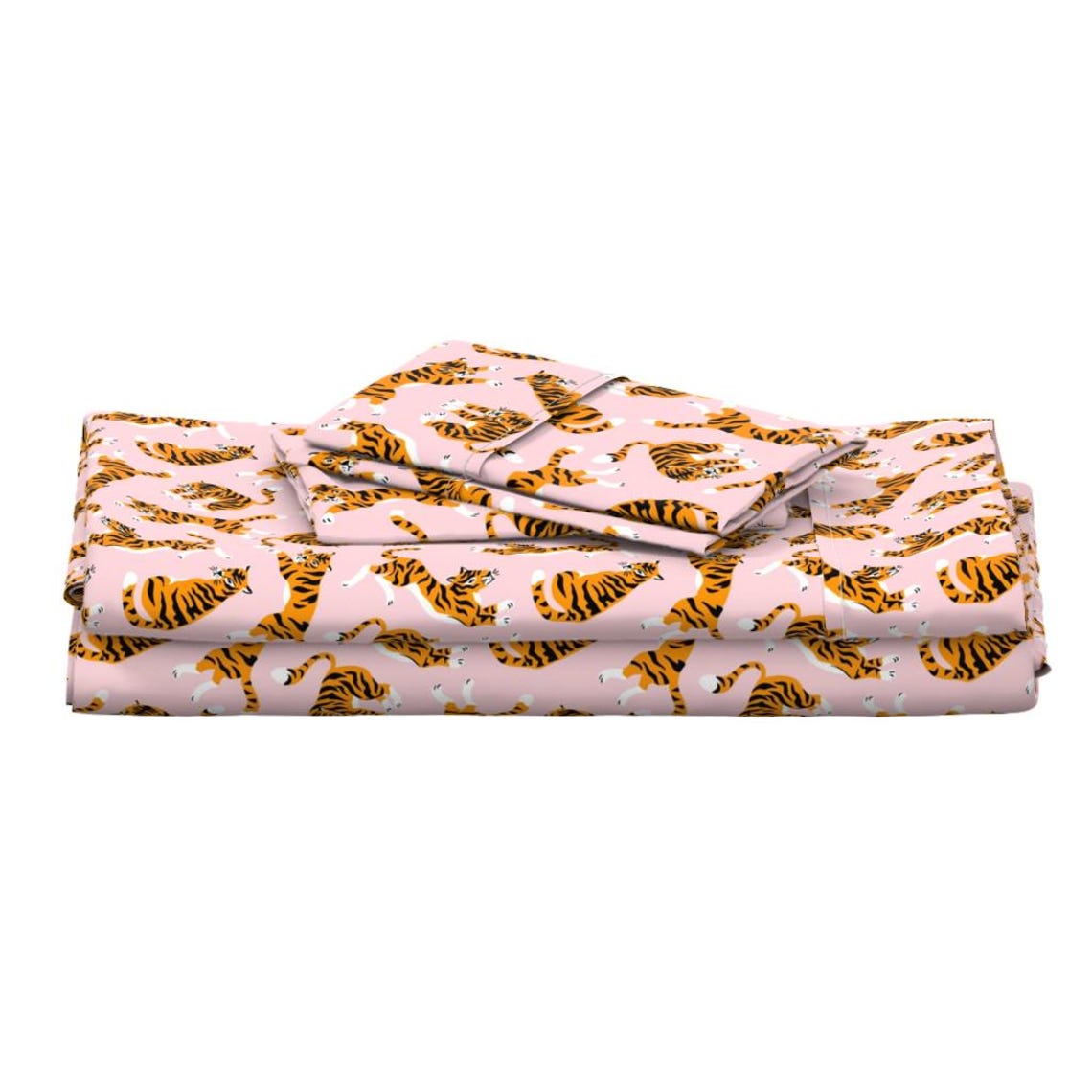 Whimsical Tiger Sheets - Tigers on Pink Large by Alenkakarabanova ...
