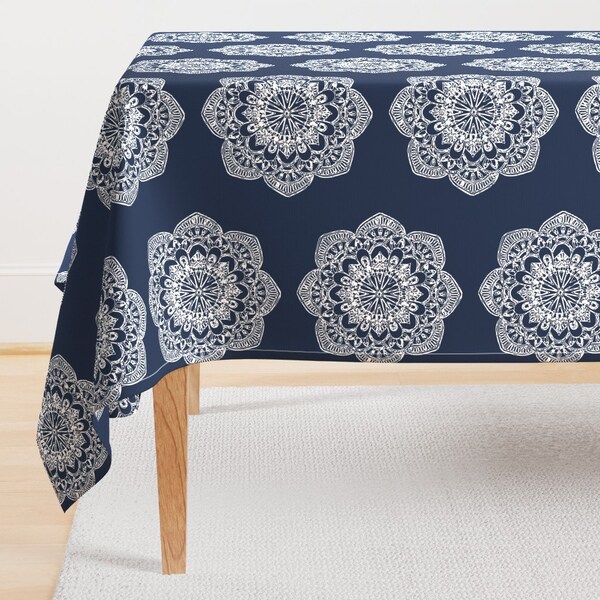 Navy Indian Print Tablecloth - Etsy