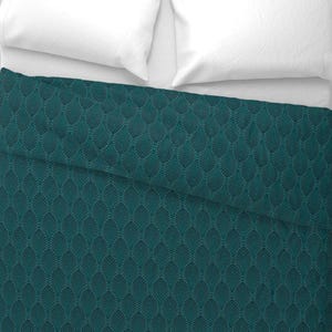 Teal Feathers Bedding - Deco Pattern Teal by J9design - Art Deco Fan ...