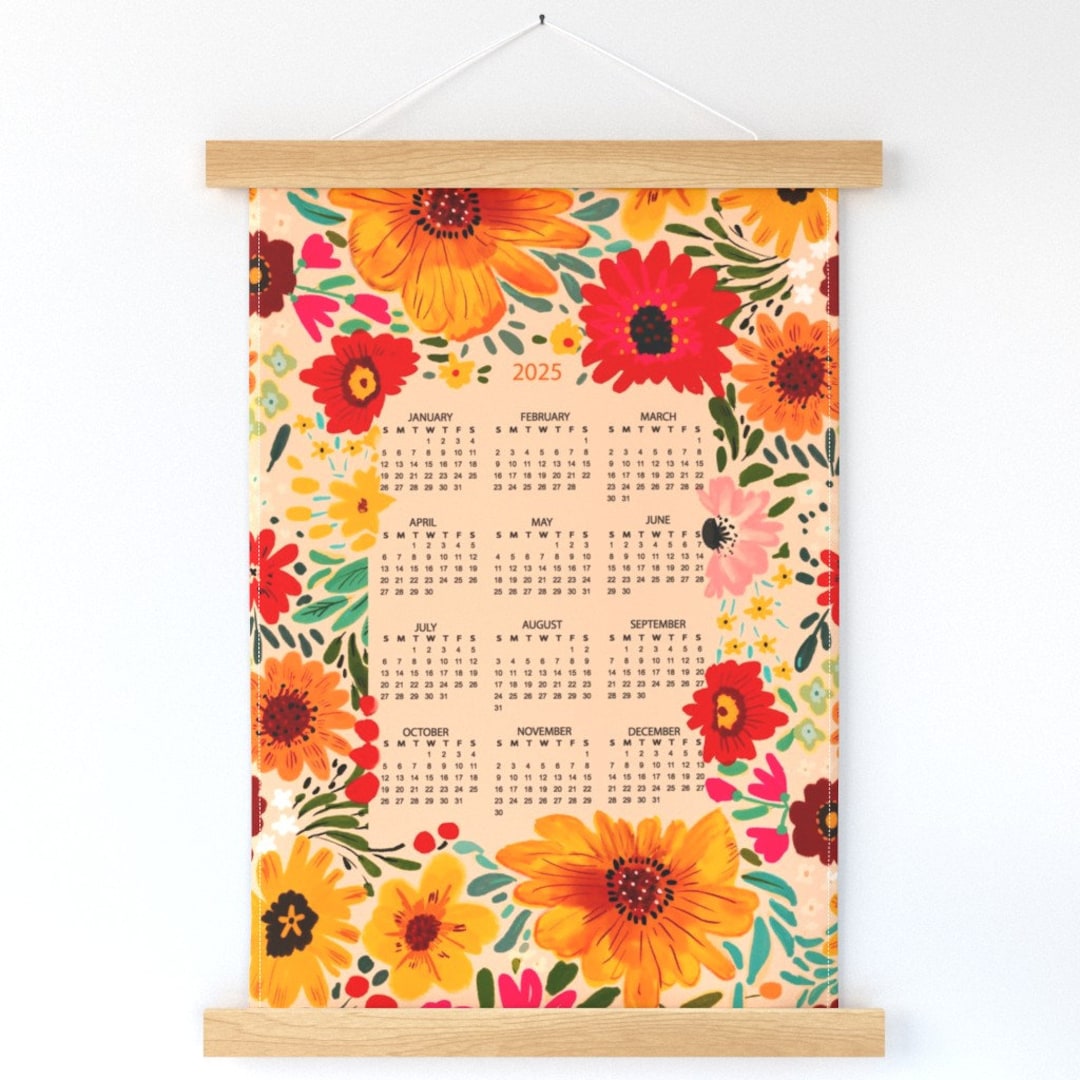 2025 Calendar Wall Hanging Flower Garden by Gomboc Tea Towel Calendar ...