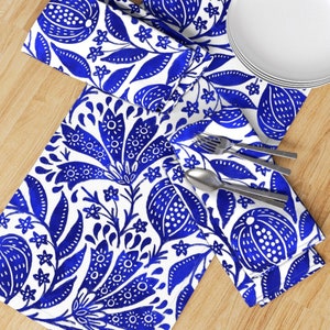 Cobalt Blue Table Runner Fig Garden Blues by De_koro - Etsy