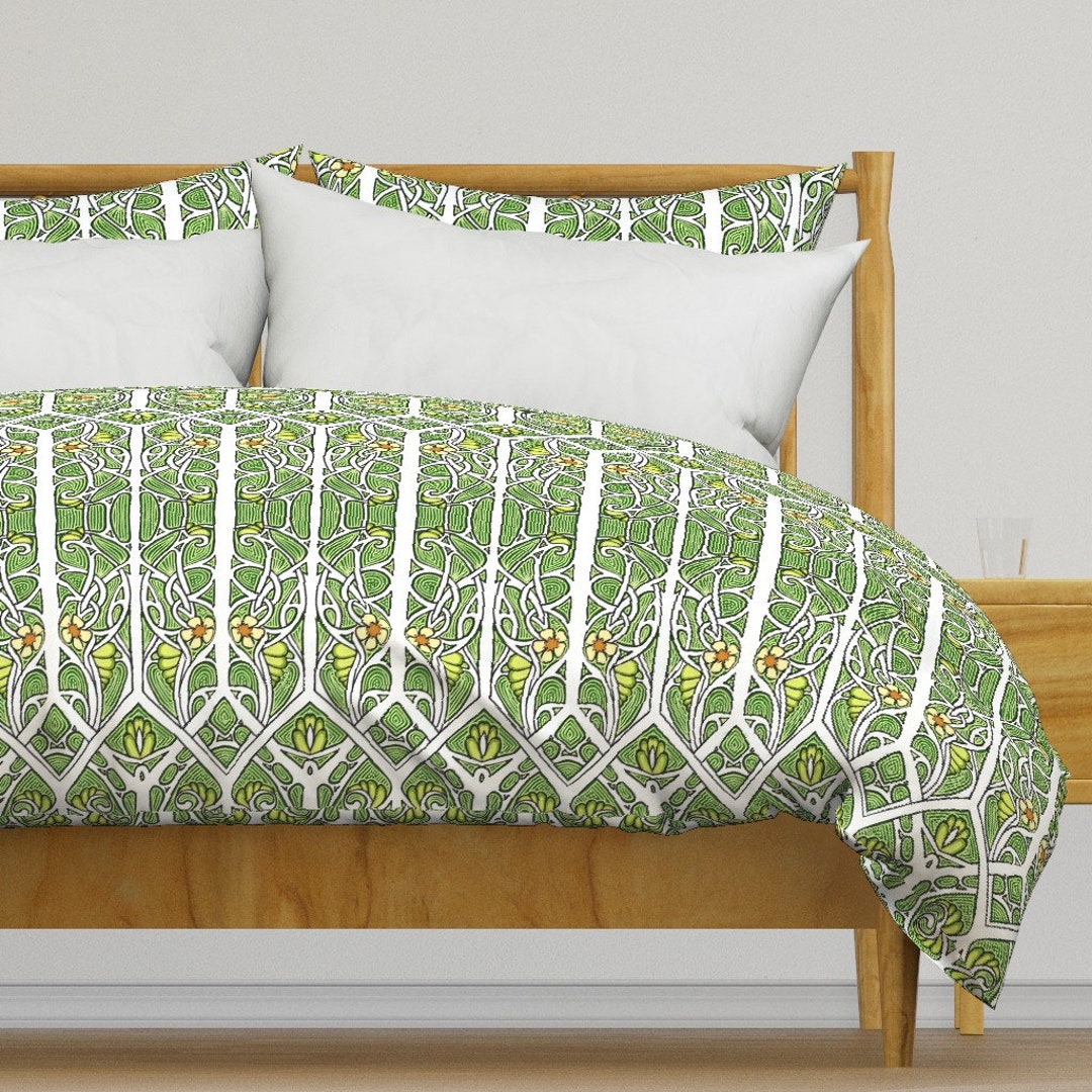 Art Nouveau Bedding Almost Spring by Edsel2084 Ornate Botanical Grass ...