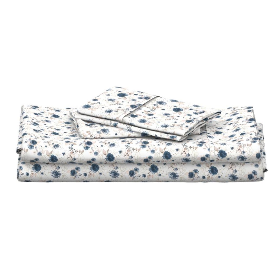 Soft Blue Floral Sheets - Navy Floral by Lub_by_lamb - Watercolor Blue ...