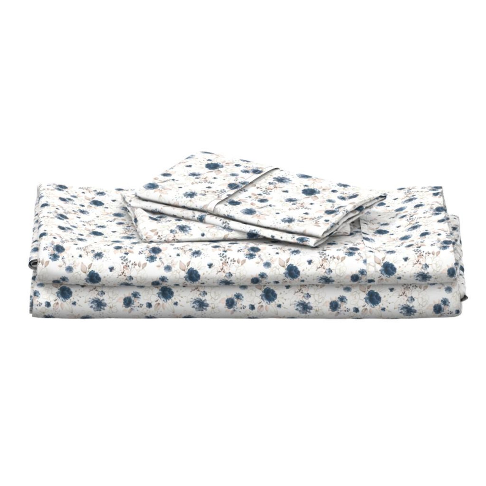 Soft Blue Floral Sheets - Navy Floral by Lub_by_lamb - Watercolor Blue ...