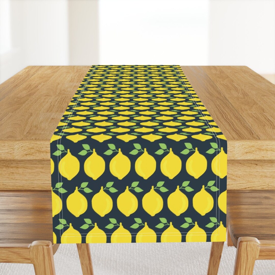Bright Yellow Lemon Table Runner Retro Lemons in A Row by Sandra_hutter ...