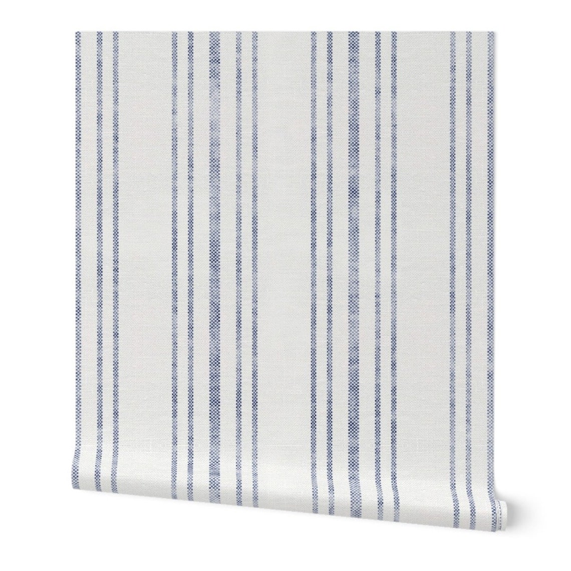 Blue French Ticking Non-pasted Wallpaper Farmhouse - Aegean Ticking ...