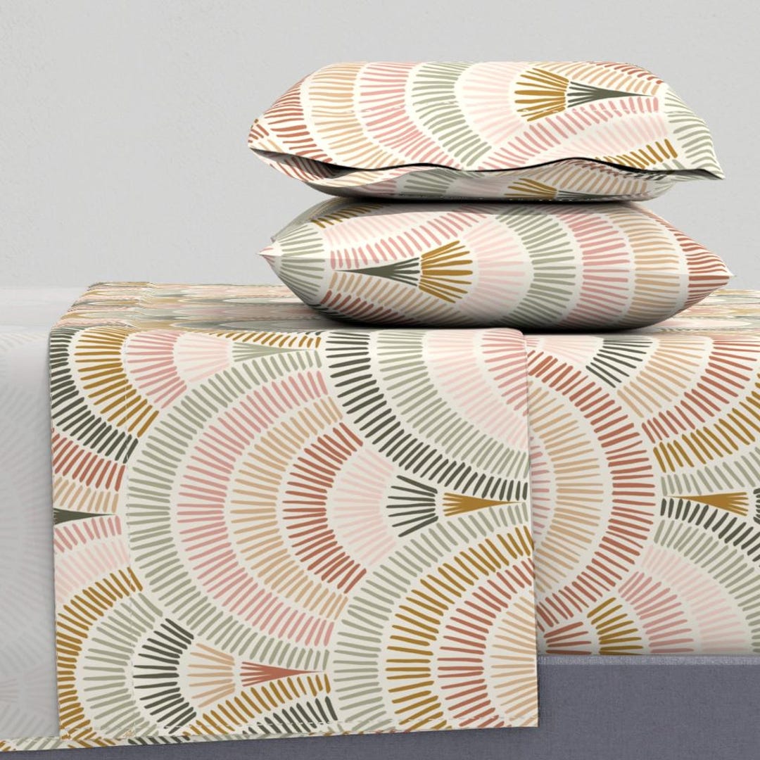 Earth Tone Boho Sheets - Boho Scales by Marketa_stengl - Scallops ...