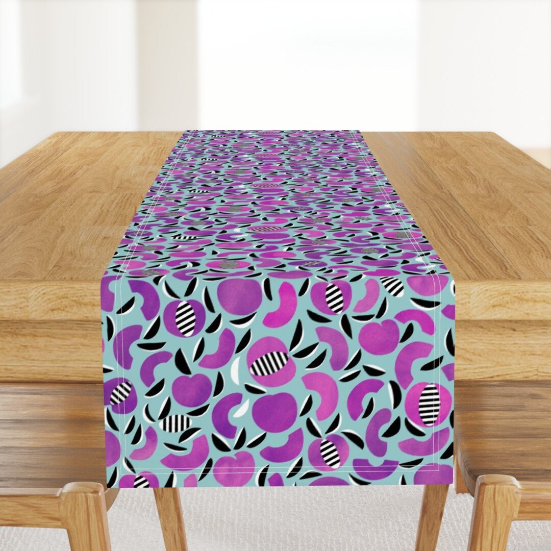 Bright Purple Fruit Table Runner Plum Pie With Stripes by - Etsy