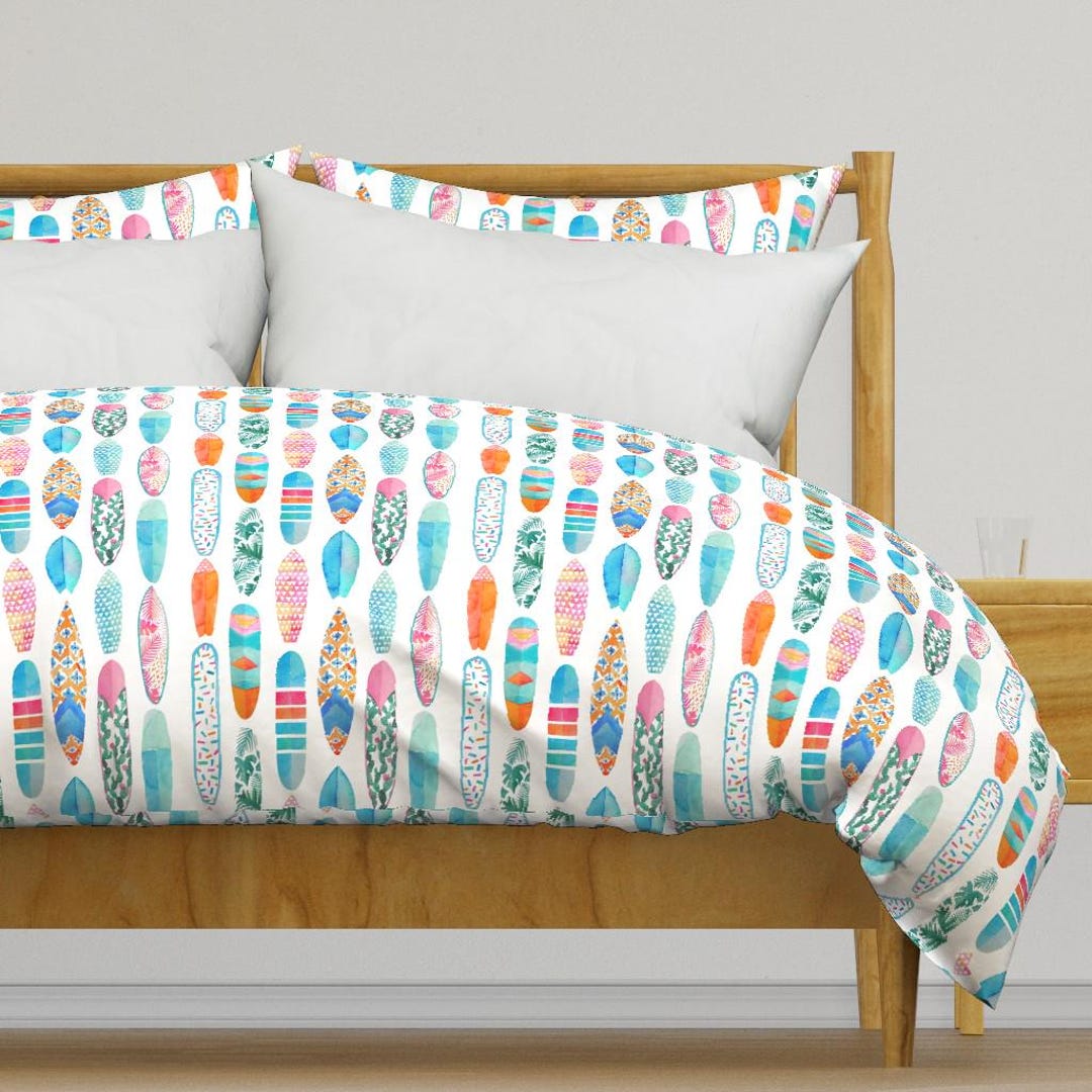 Watercolor Surfboard Bedding - Surfboards by Tasiania - Tropical Summer ...