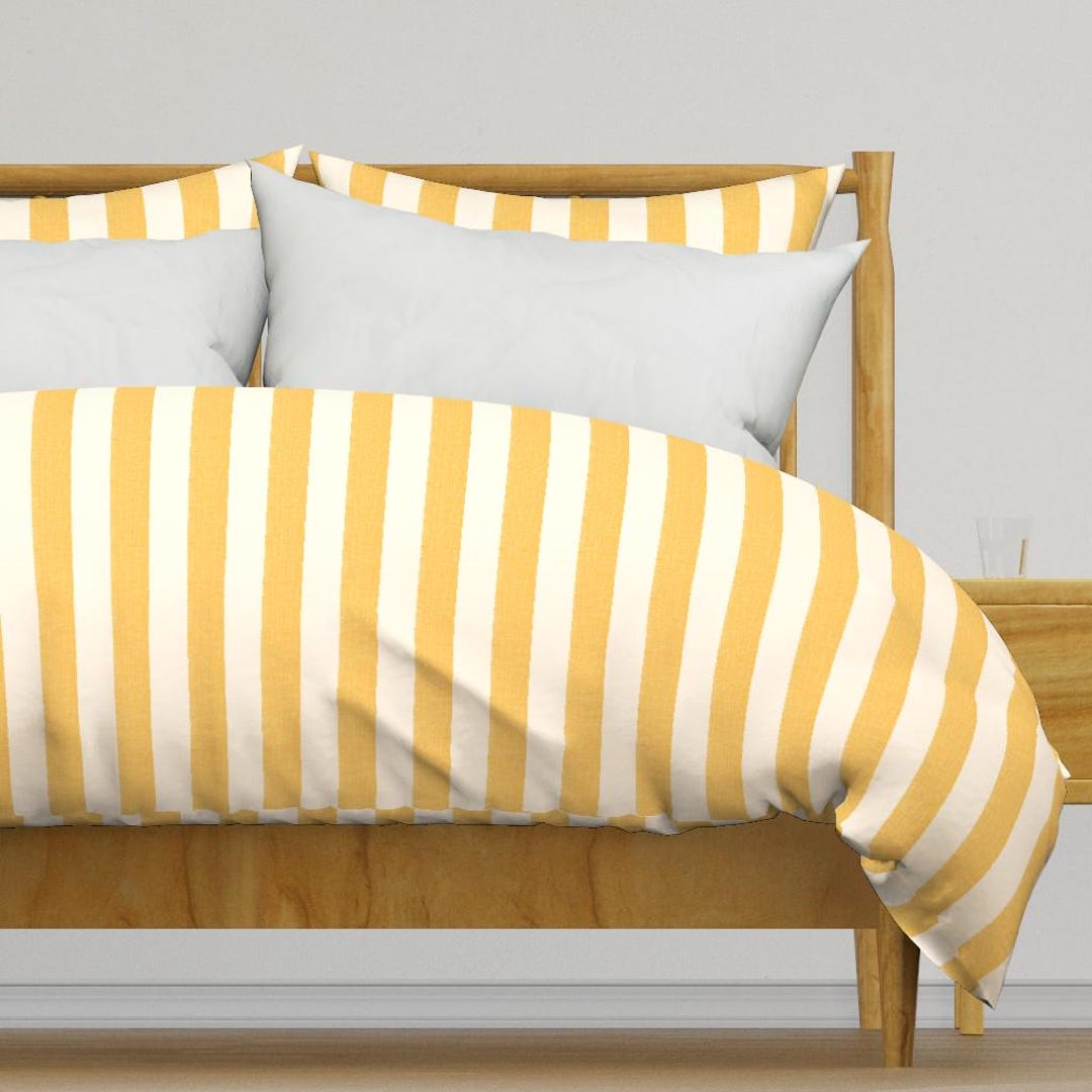 Lemon Yellow Stripe Bedding Wide Stripe by Paisleyanddot_llc Amalfi ...