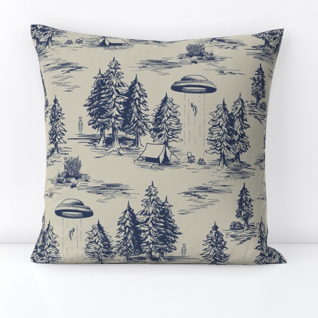 Alien Toile Throw Pillow Alien Abduction Toile by Somecallmebeth Outer ...
