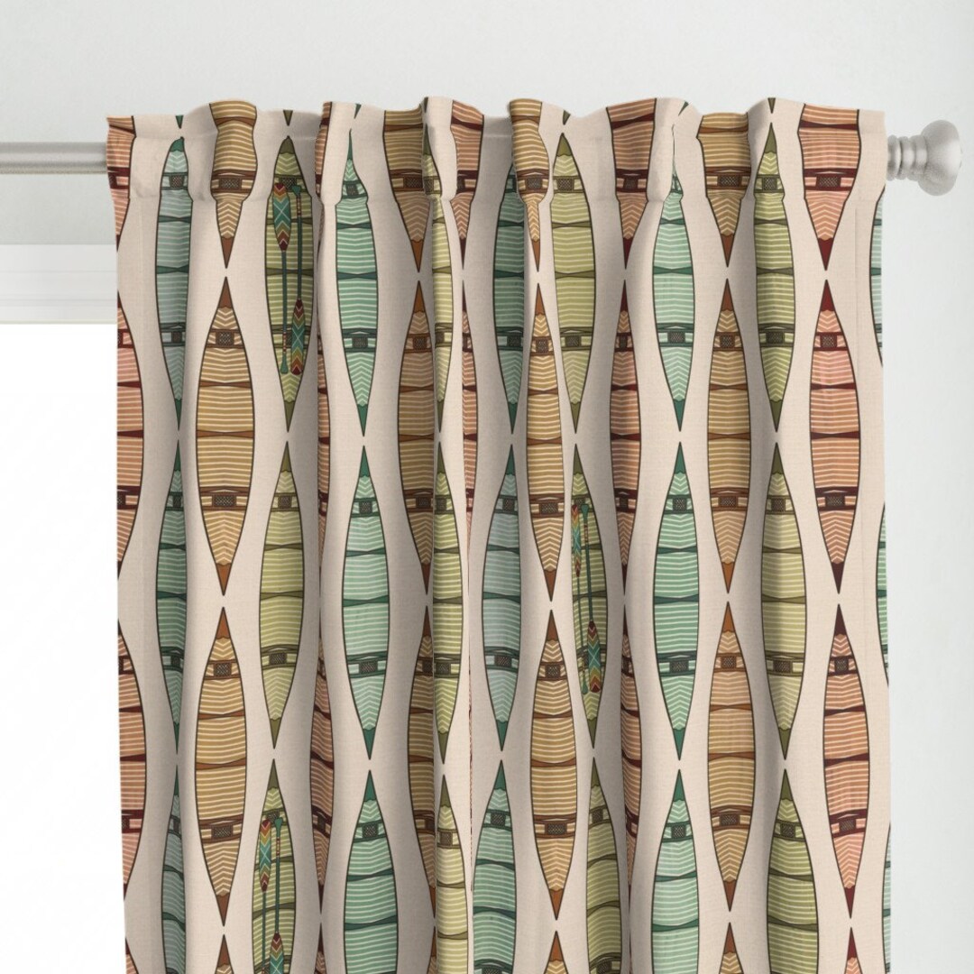Earthy Canoe Curtain Panel Canoes and Paddles by - Etsy