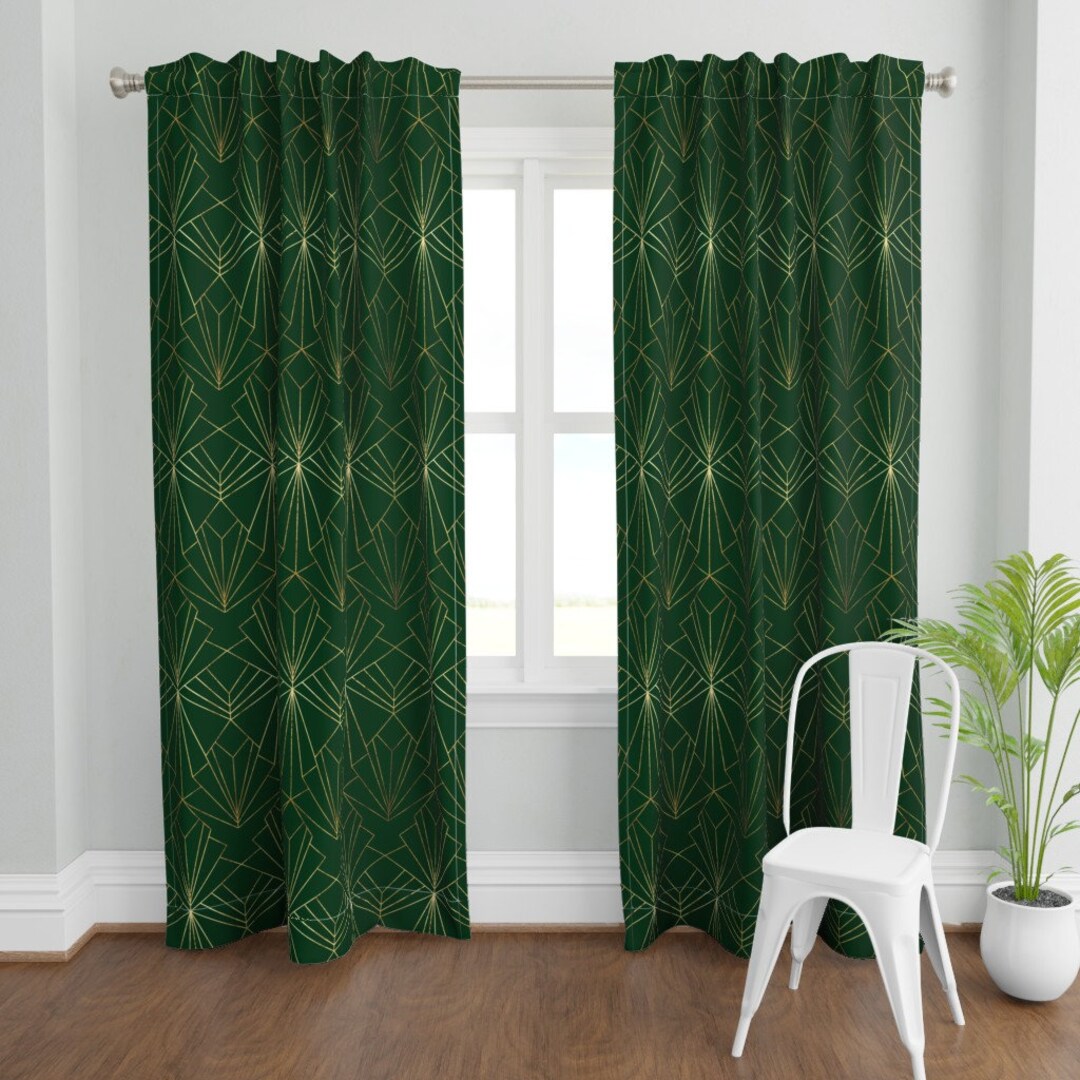 Glamorous 1920s Curtain Panel Art Deco on Emerald by - Etsy
