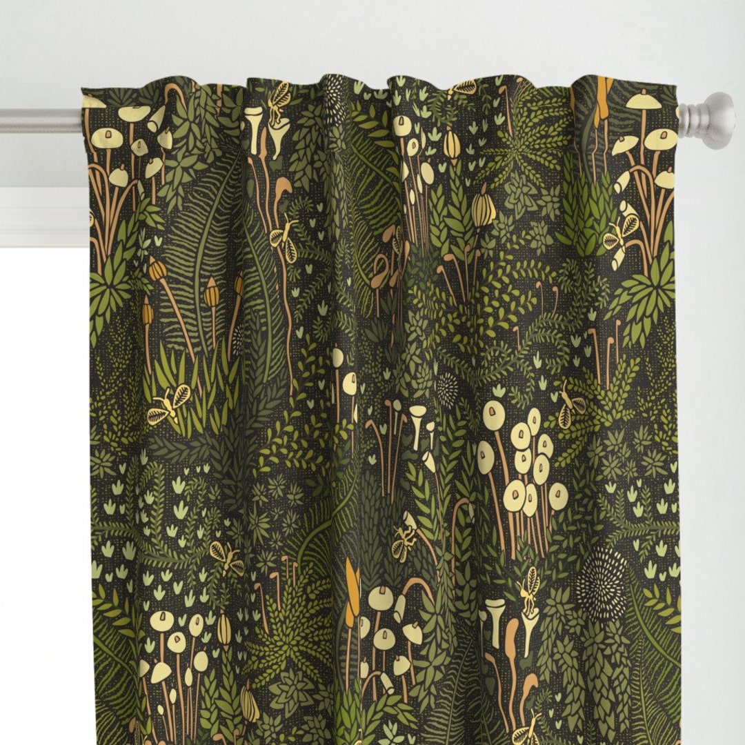 Whimsical Garden Curtain Panel - Large Scale Fairy Botanical Moss ...