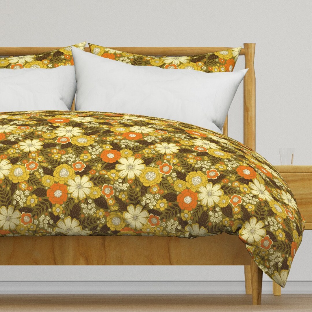 Vintage Style Bedding 1970s Retro Floral by Somecallmebeth Boho Retro ...