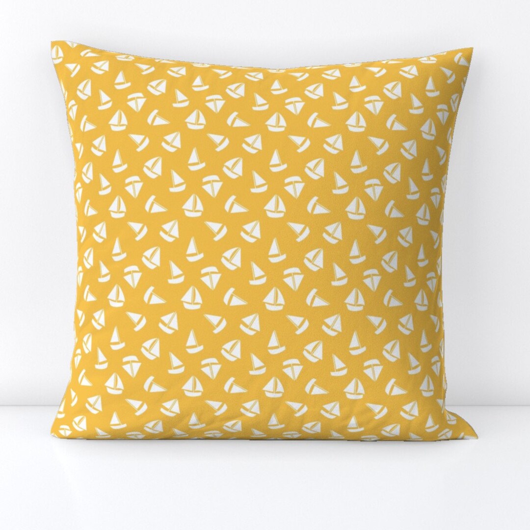 Summer Sailboat Throw Pillow - Sailboats on Yellow by Pruemelanie ...