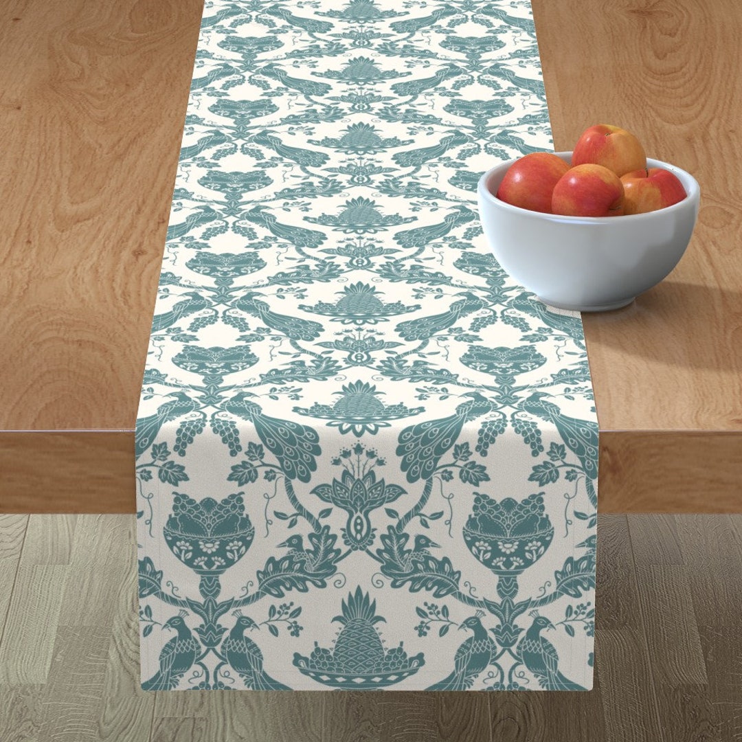 Victorian Table Runner Peacock Aqua by Andreasnuggs - Etsy