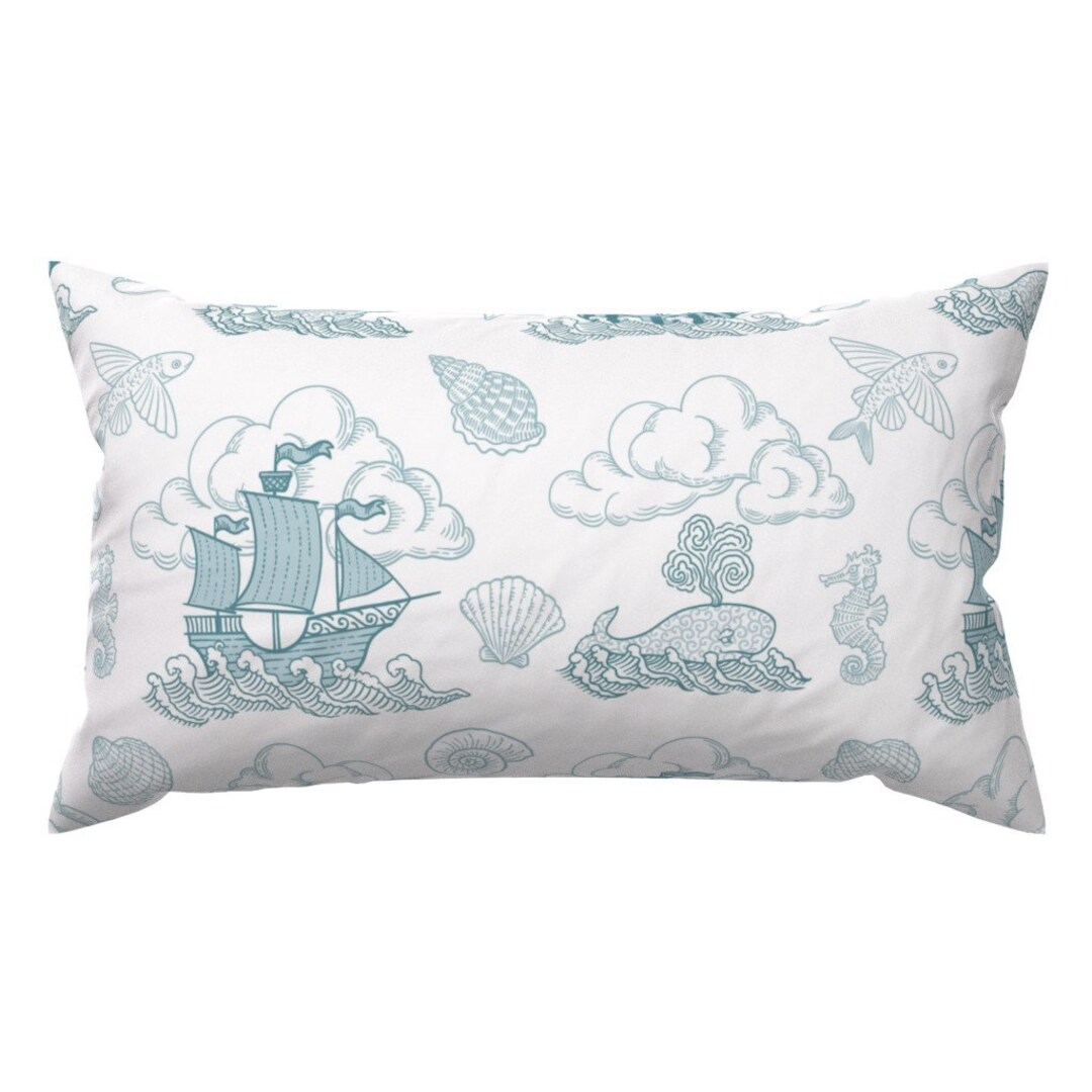 Seahorse Accent Pillow Toile De Mar by Maritcooper Wallpaper Sea Ocean ...